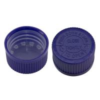 China 28/410 Purple Plastic Striped Child Resistant Cap Anti Slip Press And Turn Cap for sale