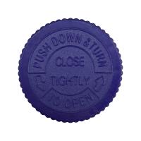 China 28/410 Purple Plastic Striped Child Resistant Cap Anti Slip Press And Turn Cap for sale