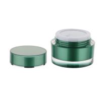 China Mini Portable Cosmetic Cream Jar Containers 10g Green Plastic Acrylic Face Cream Jar for sale