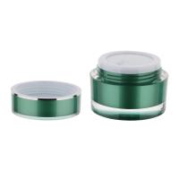China Mini Portable Cosmetic Cream Jar Containers 10g Green Plastic Acrylic Face Cream Jar for sale