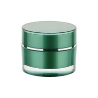 China Mini Portable Cosmetic Cream Jar Containers 10g Green Plastic Acrylic Face Cream Jar for sale