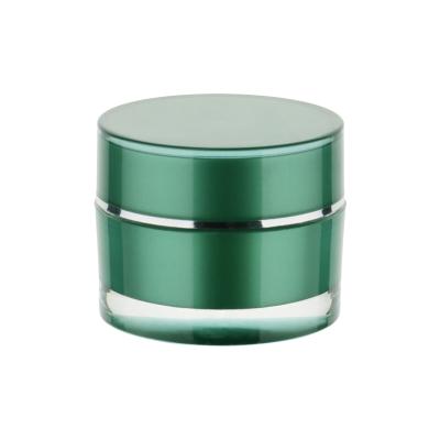 China Mini Portable Cosmetic Cream Jar Containers 10g Green Plastic Acrylic Face Cream Jar for sale