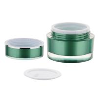 China Mini Portable Cosmetic Cream Jar Containers 10g Green Plastic Acrylic Face Cream Jar for sale