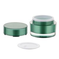 China Mini Portable Cosmetic Cream Jar Containers 10g Green Plastic Acrylic Face Cream Jar for sale