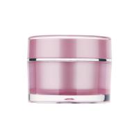 China Round Pink Double Layer Cosmetic Cream Jar 50ml Portable Cosmetic Packaging Jars for sale