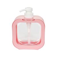 China Plastic Pink - Shelled, Transparent - Bodied 500ml Screw - Type Press Lotion Bottle With Refillable Dispenser for sale