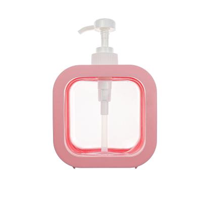 China Plastic Pink - Shelled, Transparent - Bodied 500ml Screw - Type Press Lotion Bottle With Refillable Dispenser for sale