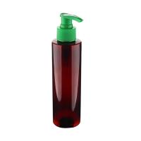 China 300ml Amber PET Cosmetic Flat-Shoulder Lotion Bottle With 28/410 Plastic Lotion Pump for sale