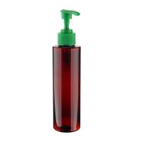 China 300ml Amber PET Cosmetic Flat-Shoulder Lotion Bottle With 28/410 Plastic Lotion Pump for sale