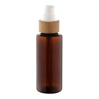 China Eco-friendly 100ml Amber Plastic Empty Cosmetic Packaging – 24/410 Lotion Bottle With Bamboo Lid for sale