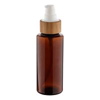 China Eco-friendly 100ml Amber Plastic Empty Cosmetic Packaging – 24/410 Lotion Bottle With Bamboo Lid for sale