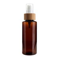 China Eco-friendly 100ml Amber Plastic Empty Cosmetic Packaging – 24/410 Lotion Bottle With Bamboo Lid for sale