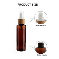 China Eco-friendly 100ml Amber Plastic Empty Cosmetic Packaging – 24/410 Lotion Bottle With Bamboo Lid for sale