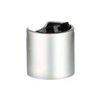 China disc top cap 24mm high-quality silver smooth aluminum-shell plastic cosmetic bottle cap for sale