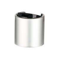 China disc top cap 24mm high-quality silver smooth aluminum-shell plastic cosmetic bottle cap for sale