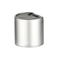 China disc top cap 24mm high-quality silver smooth aluminum-shell plastic cosmetic bottle cap for sale