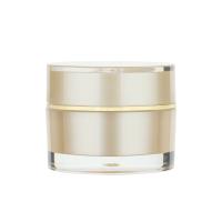 China 50g empty cosmetic cream jar yellow Round Acrylic Double-Layer Plastic Eye Cream Jar（5g.10g.20g.30g.50g) for sale