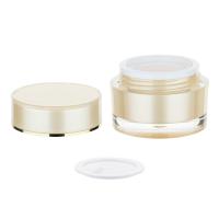 China 50g empty cosmetic cream jar yellow Round Acrylic Double-Layer Plastic Eye Cream Jar（5g.10g.20g.30g.50g) for sale