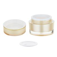 China 50g empty cosmetic cream jar yellow Round Acrylic Double-Layer Plastic Eye Cream Jar（5g.10g.20g.30g.50g) for sale