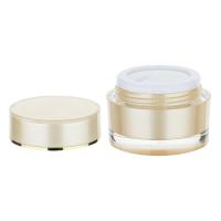 China 50g empty cosmetic cream jar yellow Round Acrylic Double-Layer Plastic Eye Cream Jar（5g.10g.20g.30g.50g) for sale