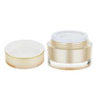 China 50g empty cosmetic cream jar yellow Round Acrylic Double-Layer Plastic Eye Cream Jar（5g.10g.20g.30g.50g) for sale