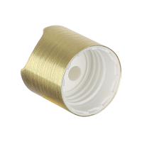 China Disc Top Cap New 24 410 Golden Brushed Aluminum Shell Plastic Press Flip Top Cap for sale
