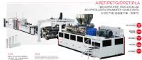 China Double Vents Twin Screw Extrusion Line for APET PETG CPET PLA Plastics 400-1200kg/h Capacity 650-1550mm Width for sale
