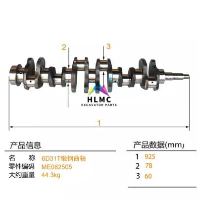 China Excavator Parts 6D31 SK200-2 SK200-3 ME082505 Crankshaft MITSUBISHI for sale