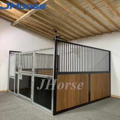 China Farms Portable Prefab HDPG Horse Stables with Feeder and Modular Horse Stall Panels for sale