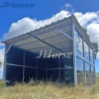 China Galvanized Portable Horse Stable with Bamboo Fillin Roof and Durable Welded Wire Mesh for sale