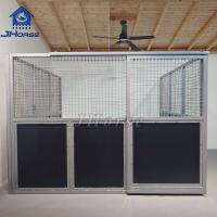 China Customized Outdoor Portable Metal HDPE Hot Dip Galvanized Black Horse Stall Stable Box Panels Sliding Door for sale