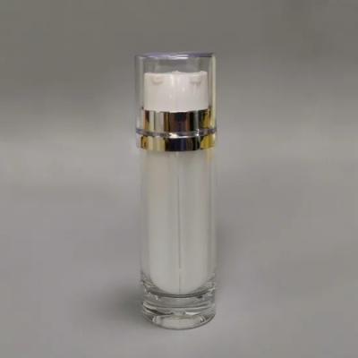 China JL-LB314 White Dual Chamber Plastic Luxury Lotion Bottles With Double Actuator for sale