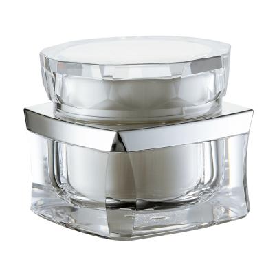 China JL-JR811 PMMA Double Wall Cream Jar 30g 50g Square Cream Jars For Cosmetics for sale