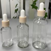 China Transparent Glass Bottle With Dropper for Skincare Serum PP Cap Pink for sale