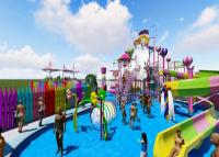 China Funny Interactive Fibreglass Colorful Water Slide Equipment Candy Style for sale