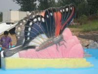 China Indoor Water Playground Equipment Kids Water Pool Slides Butterfly Fiberglass for sale