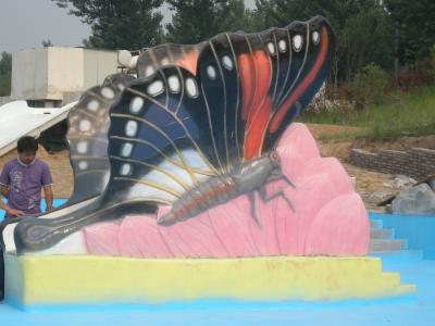 China Indoor Water Playground Equipment Kids Water Pool Slides Butterfly Fiberglass for sale