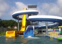 China Blue Yellow Water Park Slide Combined , Fiberglass Large Spiral Slide Equipment for sale