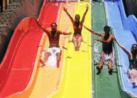 China 4 / 5 Lane Custom Water Slides Highspeed Racing Slides For Giant Aqua Park for sale