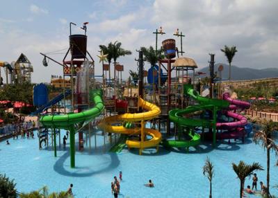 China Fun Aqua Playground / Amusement Park Slide With Spray / Water Curtain for sale
