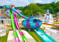 China Open / Close High Speed Water Slide Red And Blue Fiberglass Commercial Equipment for sale