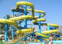 China Blue Yellow Water Park Slide Combined , Fiberglass Large Spiral Slide Equipment for sale
