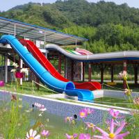 China Water Park Swimming Pool Slides , Fiberglass Barrel And Sled Slides for sale