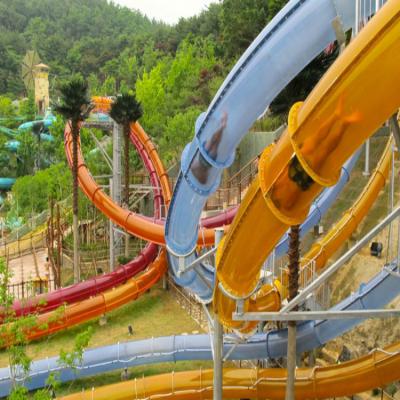China Teenager Fiberglass 14M 7.5KW Water Park Slide Barrel Sled Shape for sale