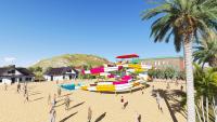 China Customized Open Colorful Spiral Water Park Slide 100 Sq.M Floor Space for sale