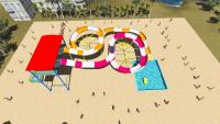 China Customized Open Colorful Spiral Water Park Slide 100 Sq.M Floor Space for sale