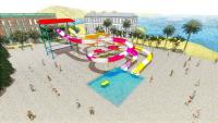 China Customized Open Colorful Spiral Water Park Slide 100 Sq.M Floor Space for sale