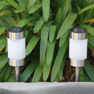 China Solar Garden Post Lights Set of 2 10 Lumens 6000K LED Stainless Steel for sale