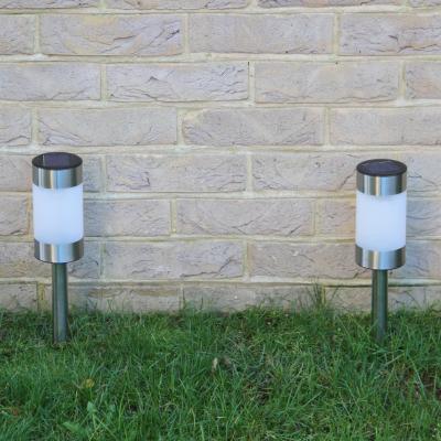 China Solar Pillar Light Metal 400mm Stainless Steel 10 Lumens Warm White LED Garden Lamp for sale