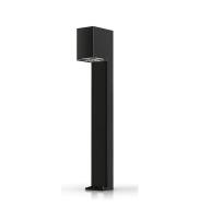 China Black Square Solar Pathway Bollard Light 600mm Aluminum Rustproof 100 Lumens for sale